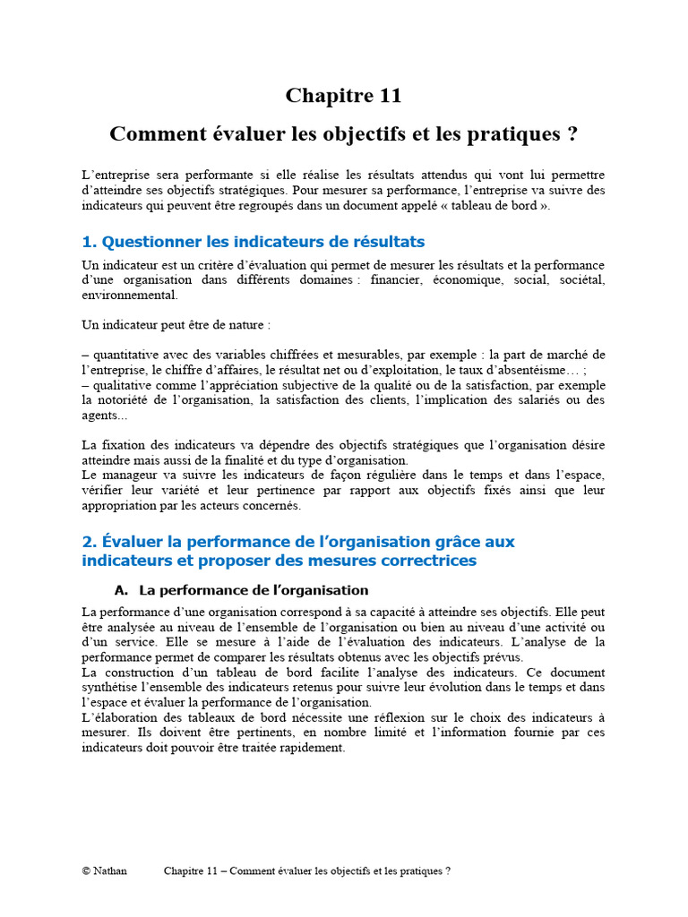 Évaluation des objectifs en management STMG | PDF | Business | Économie ...