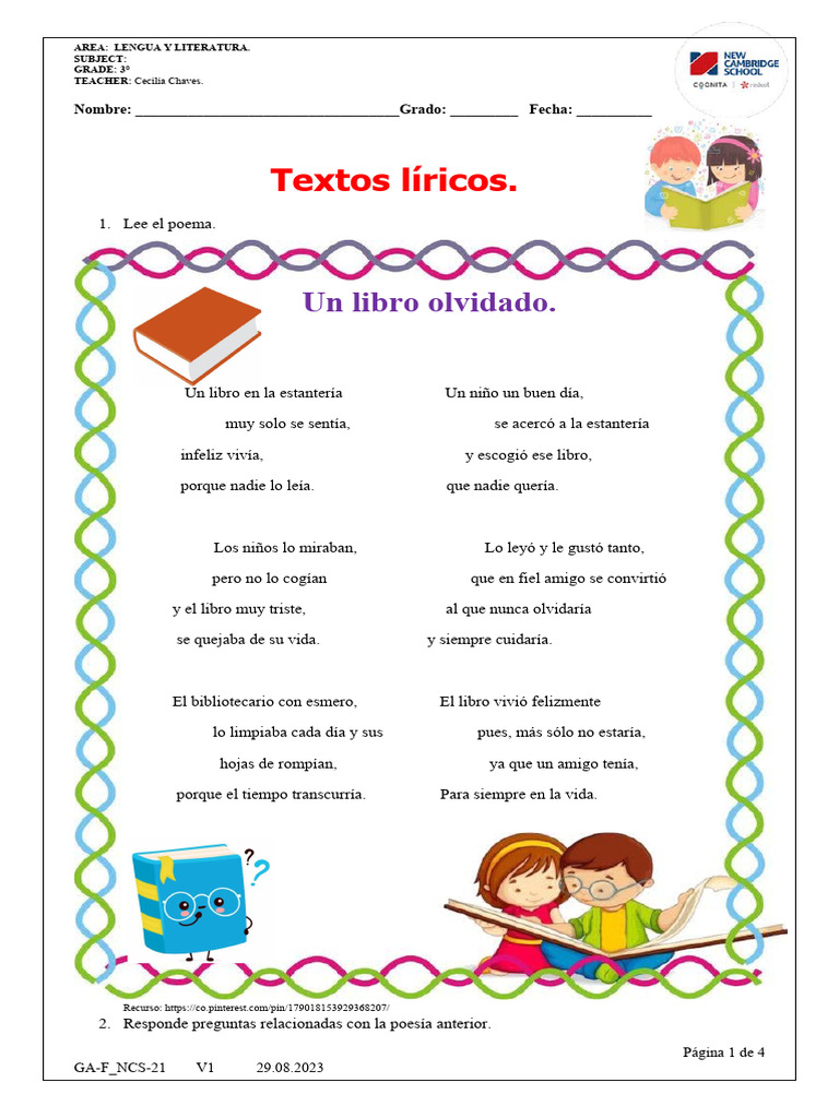 Guía de Textos Lirícos | PDF | Poesía