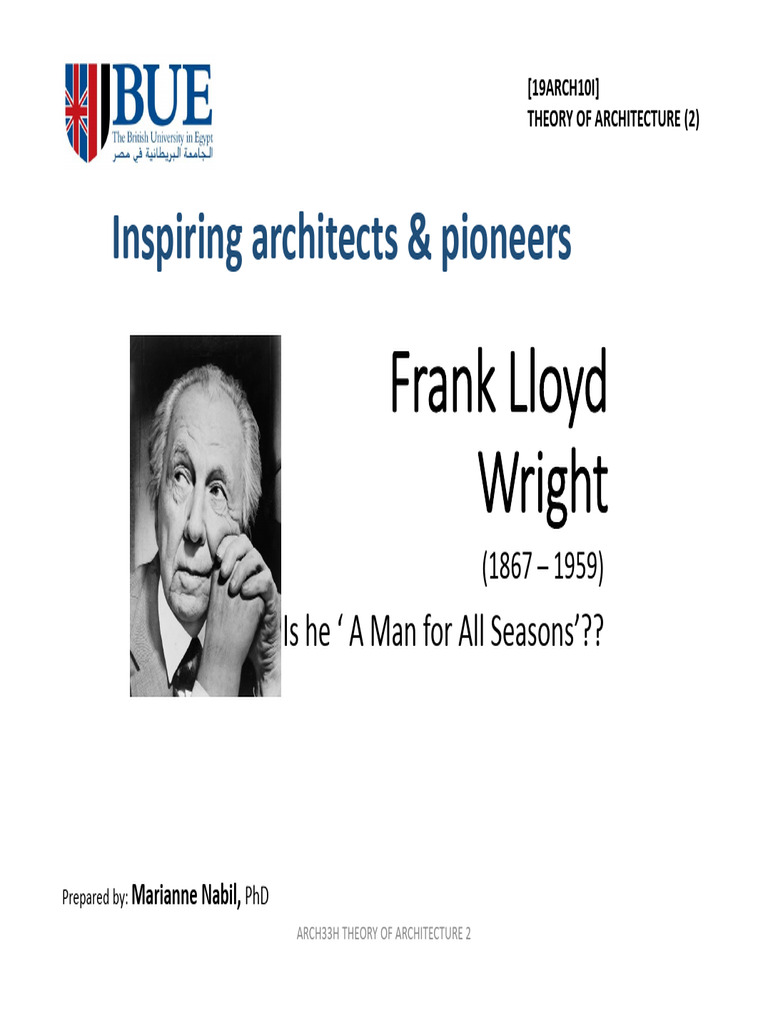 Frank Lloyd Wright 2019-2020 Final For Elearning 2022 | PDF