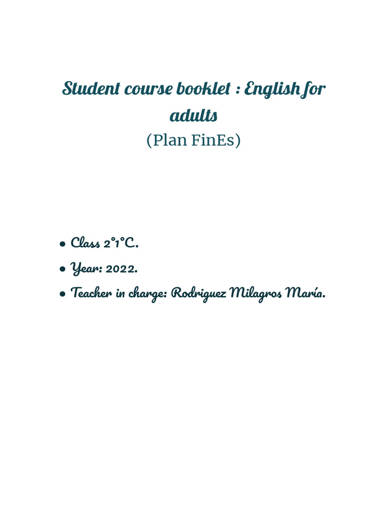 Student Course Booklet - English For Adults 2°1°C | PDF | Linguistic ...