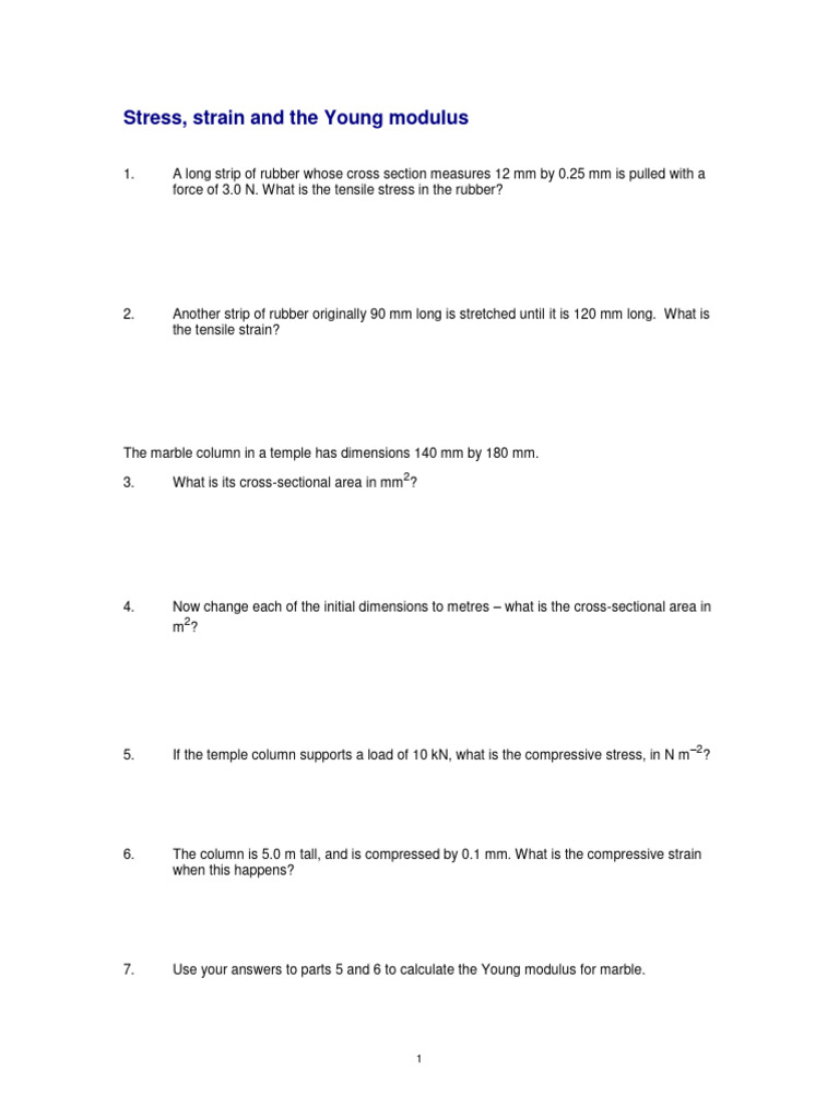 Stress Strain and The Young Modulus | PDF | Deformation (Engineering) | Stress (Mechanics)