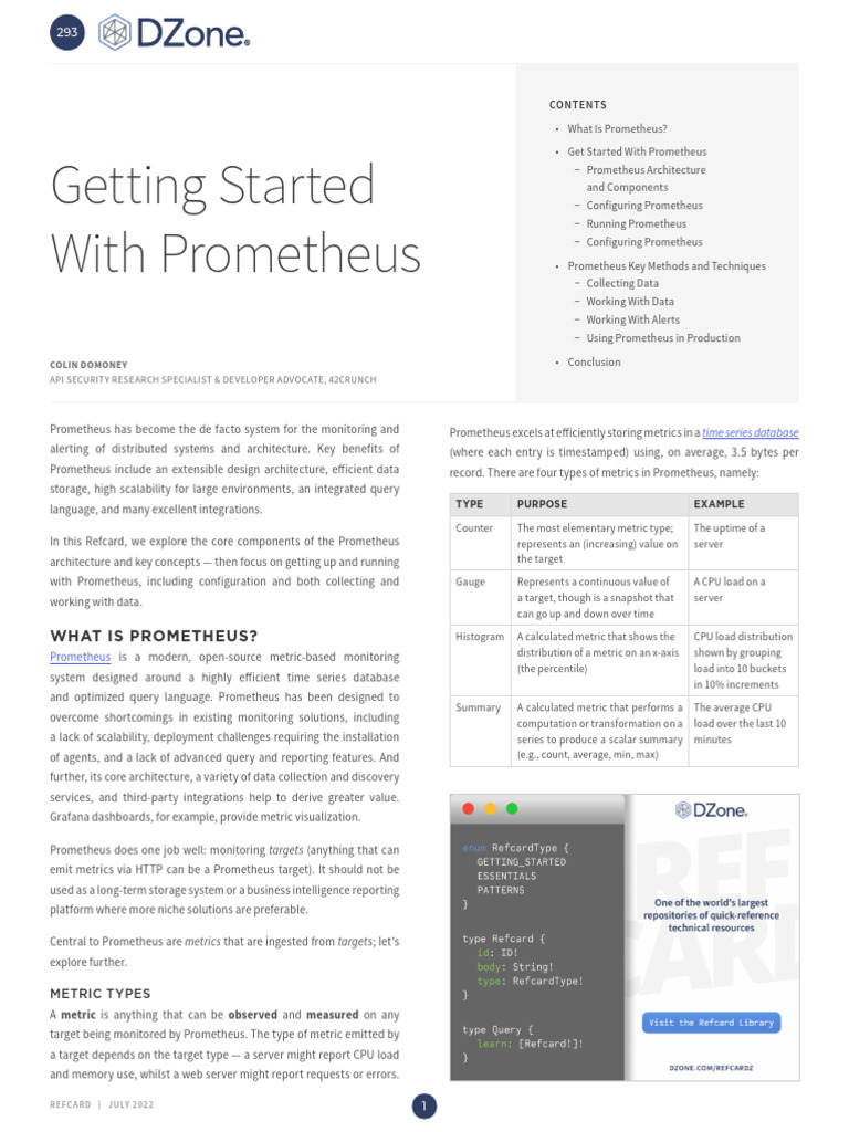 House Dzone Refcard 293 Getting Started Prometheus | PDF | Web Server ...