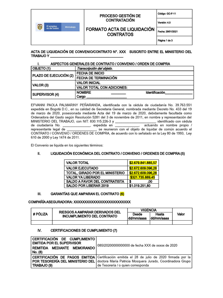 Acta De Liquidacion De Obra