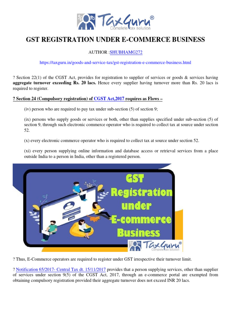 GST Registration Under E-Commerce Business - Taxguru - in | PDF | E Commerce | Taxes