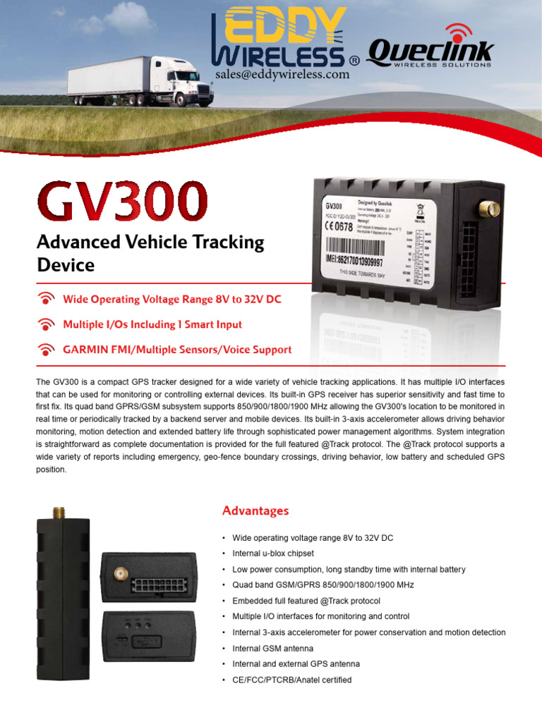 GV300 Advanced Vehicle Tracker | PDF | General Packet Radio Service | Gsm