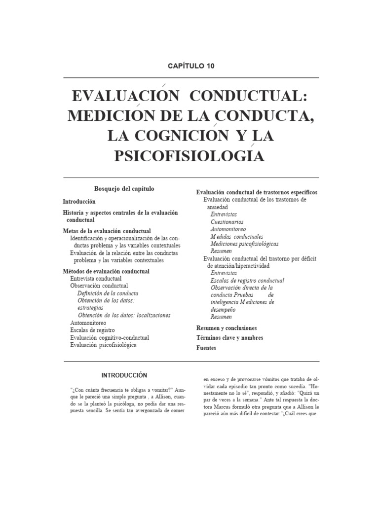 Capítulo 10 Evaluacion Conductual | PDF | Comportamiento | Manual ...