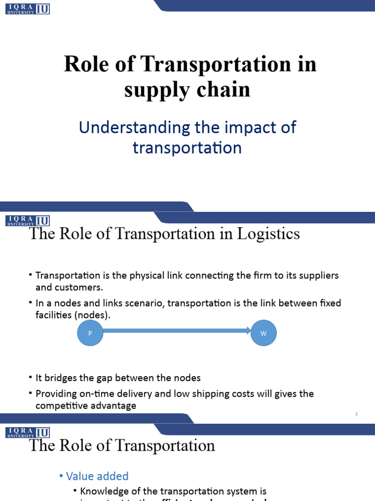 3 - Role of Transportation | PDF | Containerization | Cargo
