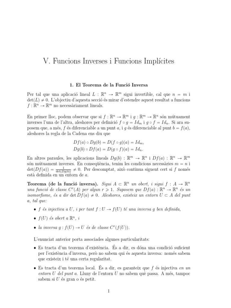 Teoria - Tema5.funcions Invers I Implicita-2 | PDF