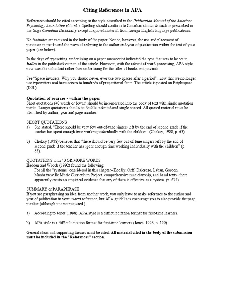 APA Citation Guidelines | PDF