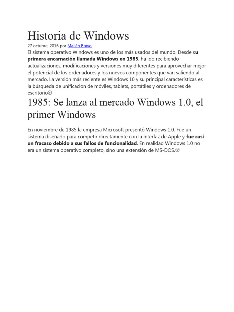 Historia de Windows | PDF | Microsoft Windows | Windows 10