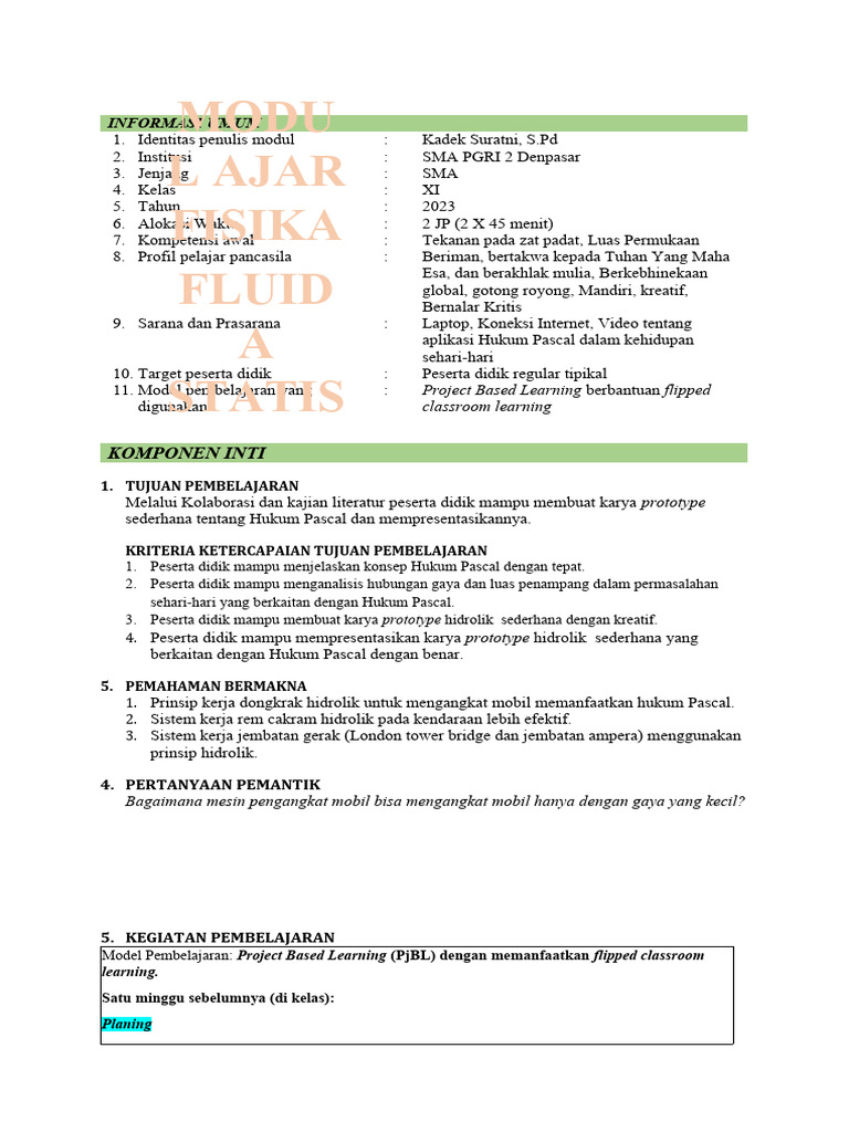 Modul Ajar Hukum Pascal | PDF