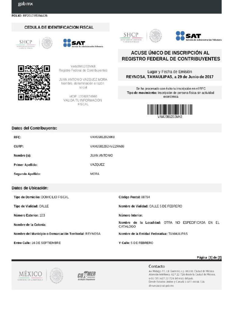 Formato de RFC | PDF