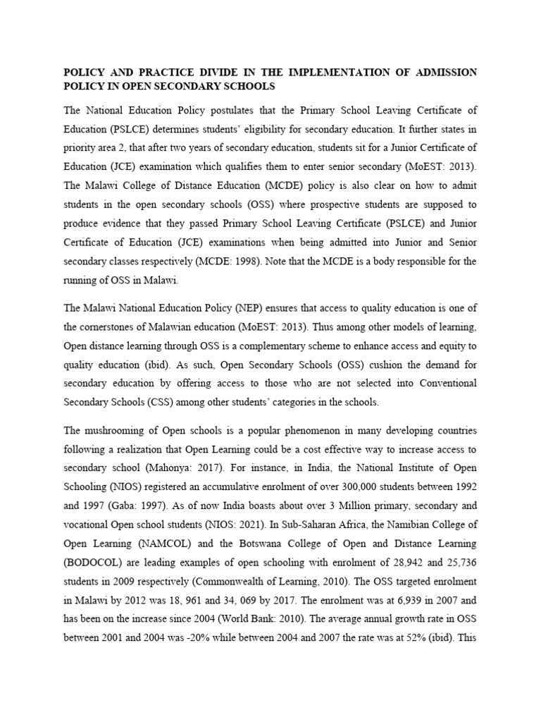 Nep in Open Secondary School | PDF | Methodology | Policy