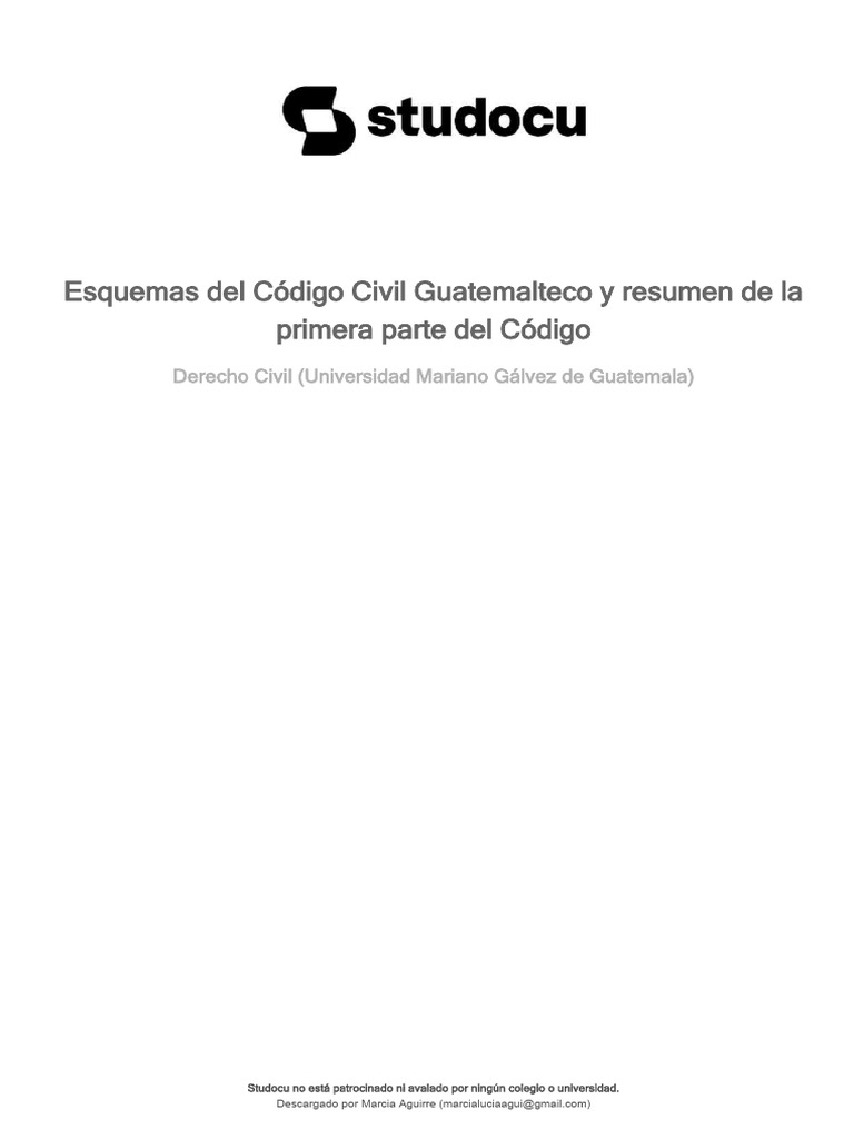Esquemas Del Codigo Civil Guatemalteco y Resumen de La Primera Parte ...