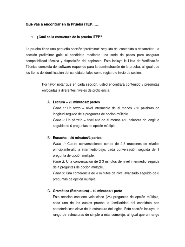 Prueba Itep | PDF | Comunicación humana