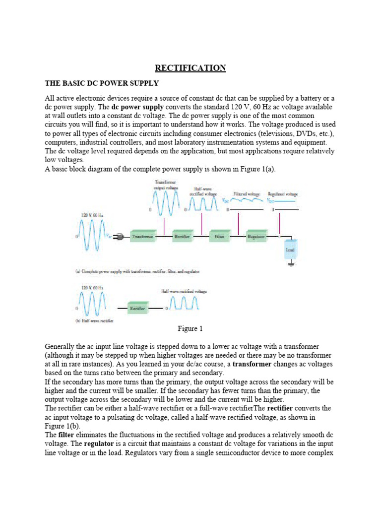 Lecture 3 (Analogue Electronics I) | PDF | Rectifier | Power Supply