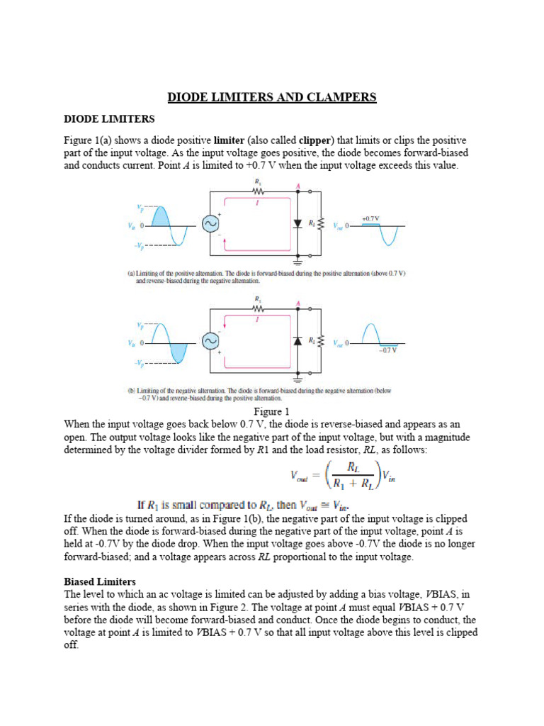 Diode Limiters and Clampers Explained | PDF | Diode | Electrical Equipment