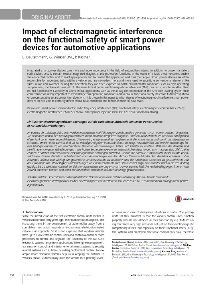 Deutschmann2018 Article ImpactOfElectromagneticInterfe | PDF | Electromagnetic Interference ...