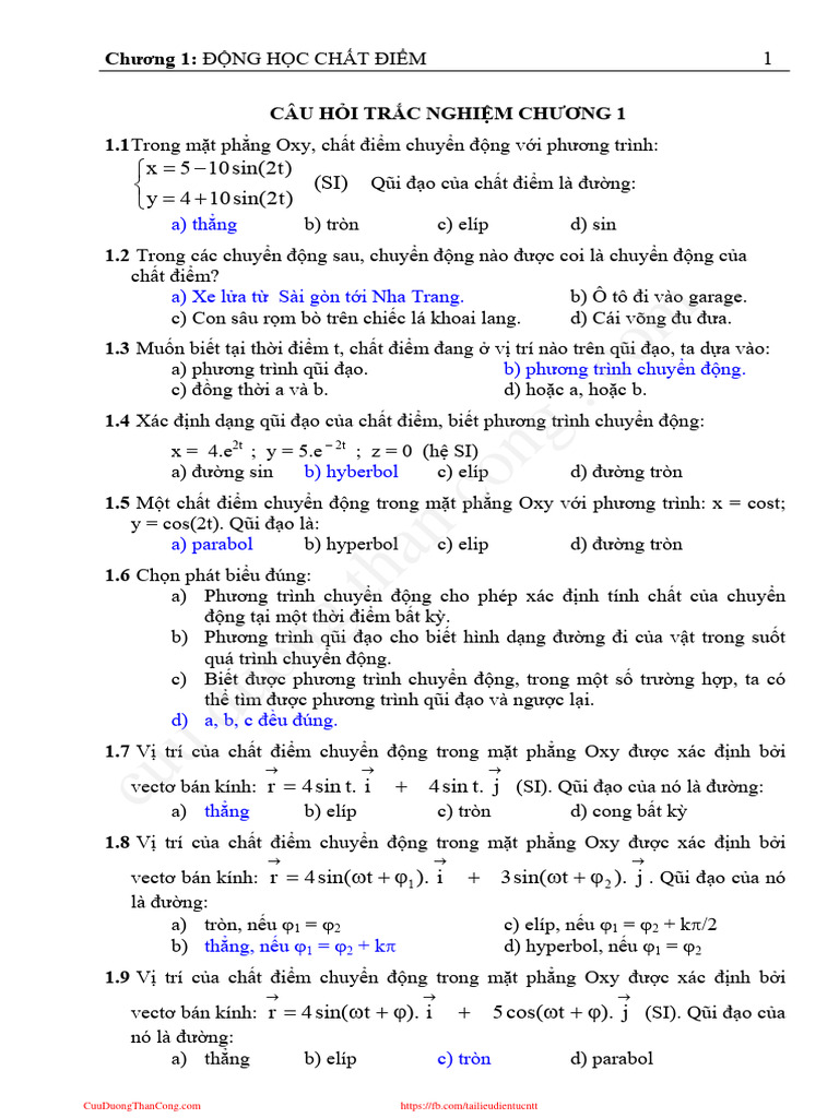 Vat Ly Dai Cuong 1 Do Ngoc Uan Chuong 1 Dong Hoc Chat Diem (Cuuduongthancong - Com) | PDF
