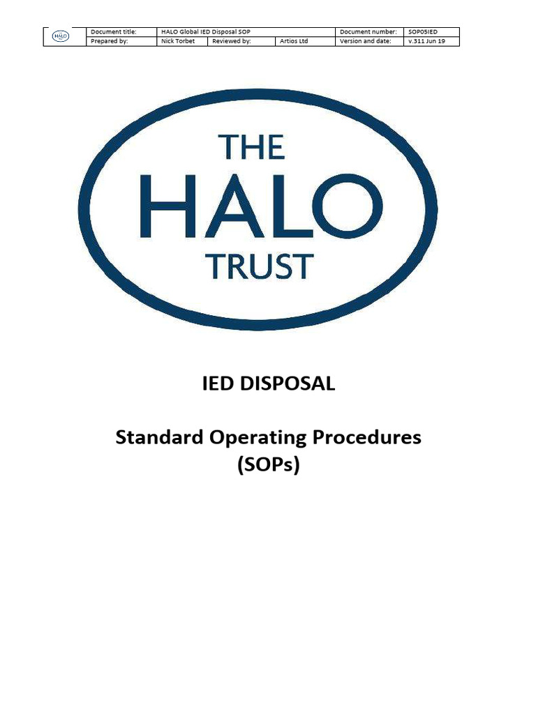 Halo Global Ied Clearance Sop Part 5 Ied Disposal | Download Free PDF | Bomb Disposal ...
