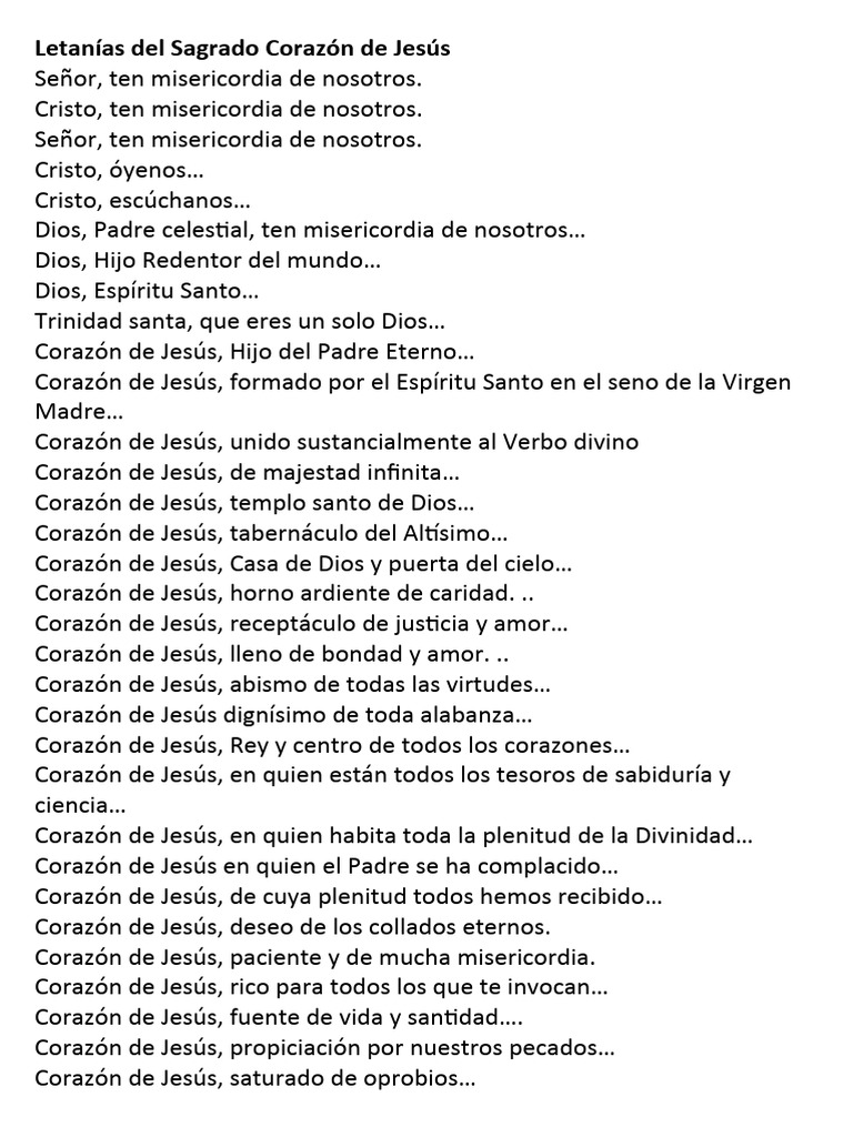 Letanías Del Sagrado Corazón de Jesús | PDF