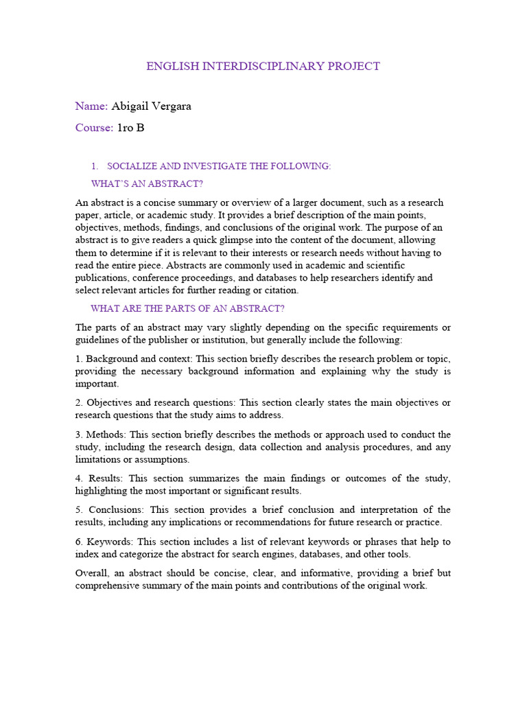 English Interdisciplinary Project | PDF