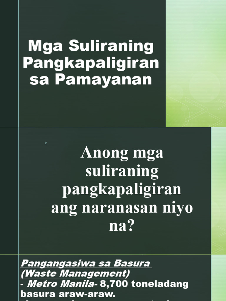 Mga Suliraning Pangkapaligiran Sa Pamayanan | PDF
