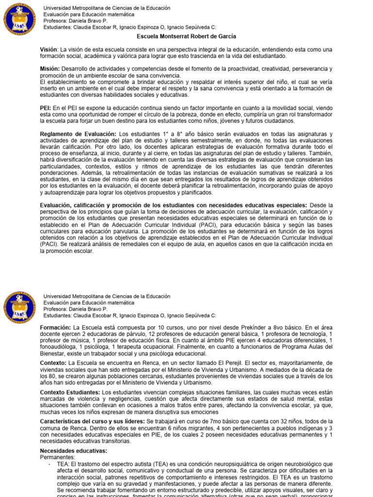 Clase Diversificada | PDF | Espectro autista | Evaluación