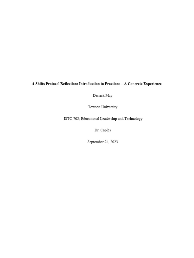 4 Shifts Protocol - May Derrick | PDF | Critical Thinking | Lesson Plan