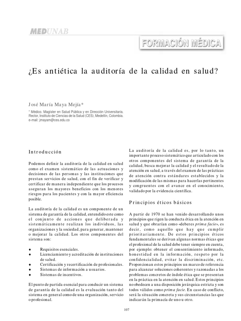 Es Antietica La Auditoria de La Calidad en Salud | PDF | Justicia ...