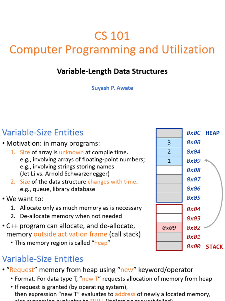 Slides CS101 6 Dynamic Memory Allocation | PDF | Pointer (Computer Programming) | String ...