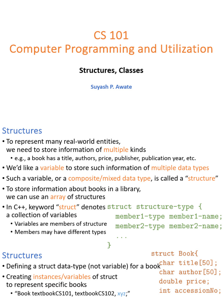 Slides CS101 5 Structures and Classes | PDF | Programming | Constructor ... Slides CS101 5 Structures and Classes | PDF | Programming | Constructor ...