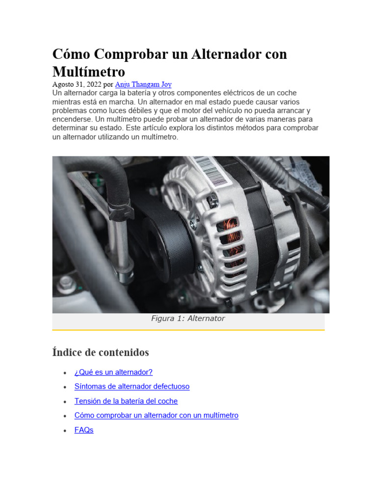 Cómo Comprobar Un Alternador Con Multímetro2 | PDF | Inductor ...