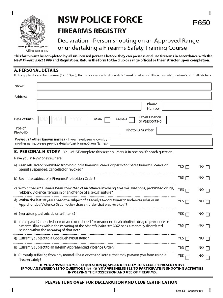 P650 Declaration Application Form | PDF | Mental Disorder | Justice