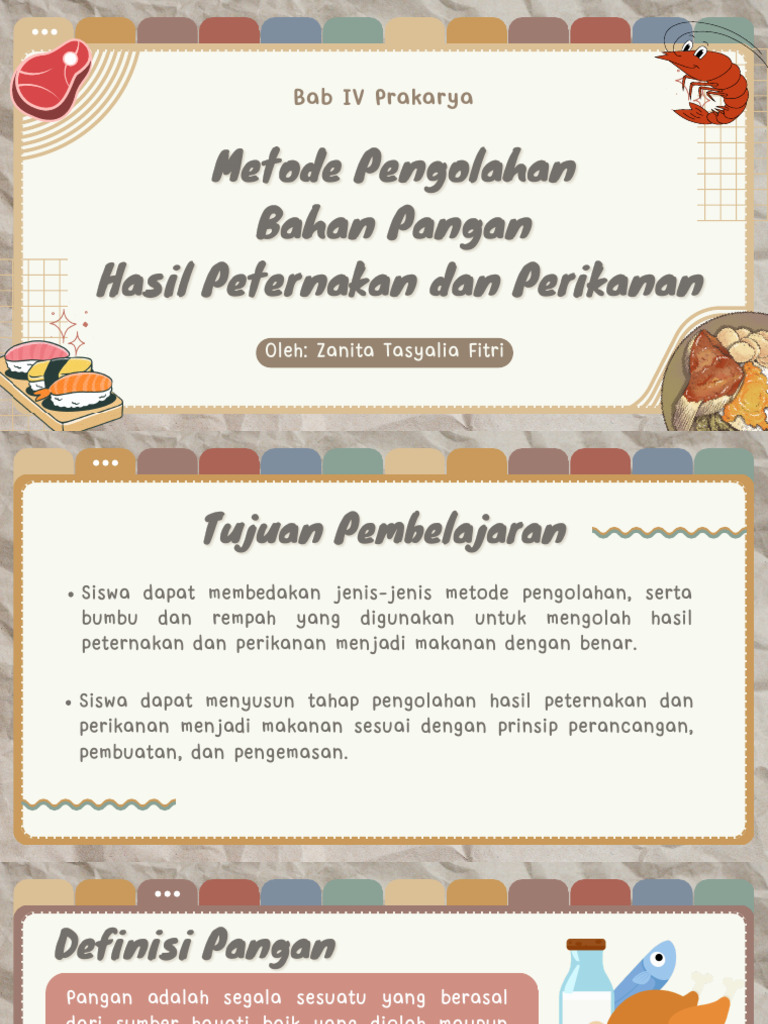 Metode Pengolahan Bahan Pangan Hasil Peternakan Dan Perikanan | PDF