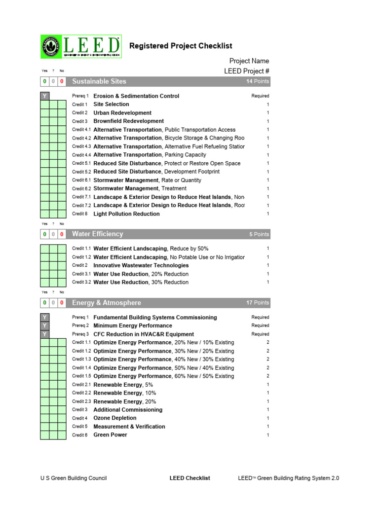 LEED-NC Checklist-V2 | PDF | Green Building | Recycling