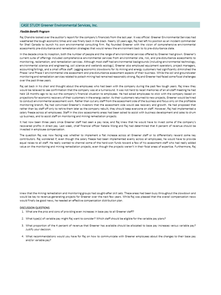 Case Study Greener Environmental Services | PDF | Environmental ...