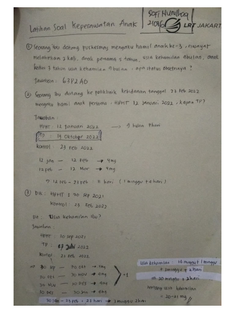 Tugas Hitung Usia Kehamilan - Sofi | PDF