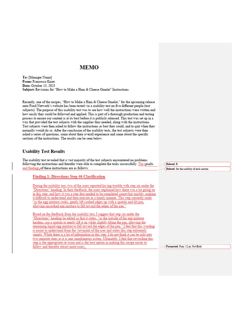 Memo With Track Changes Edits | PDF | Usability | Communication