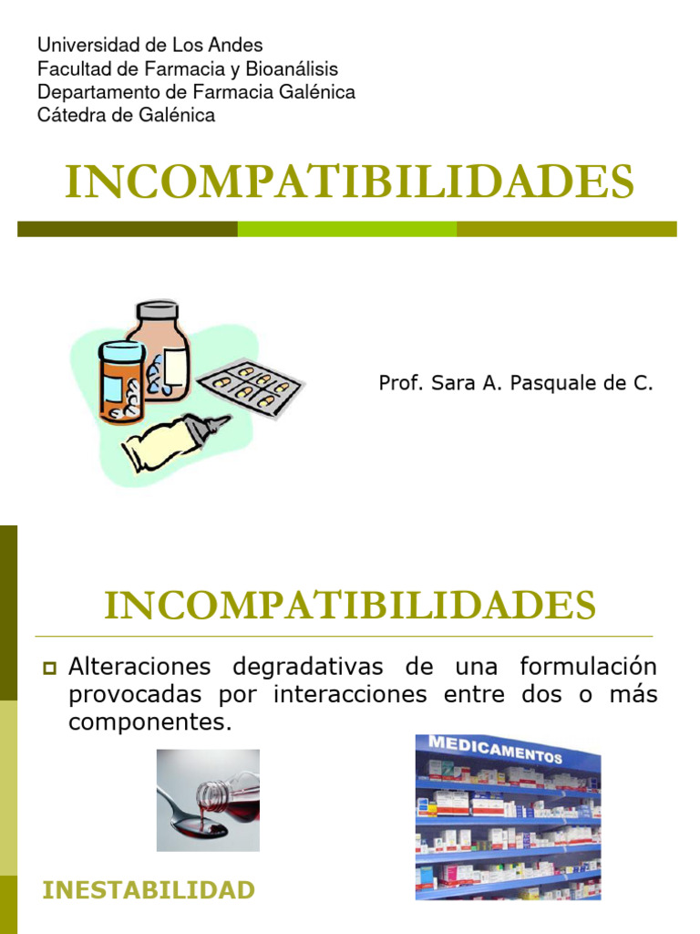 Tema 11 - Incompatibilidades | PDF | Sal (química) | Solubilidad