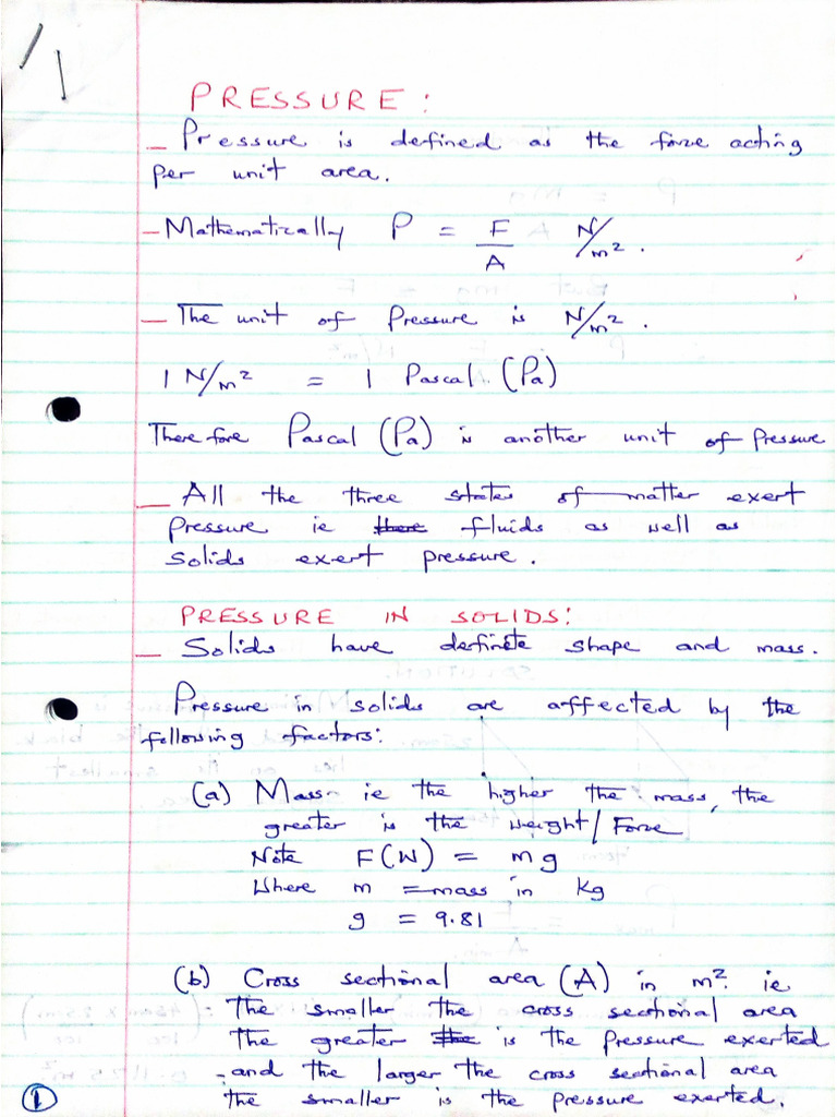 Topic 5 - Pressure | PDF