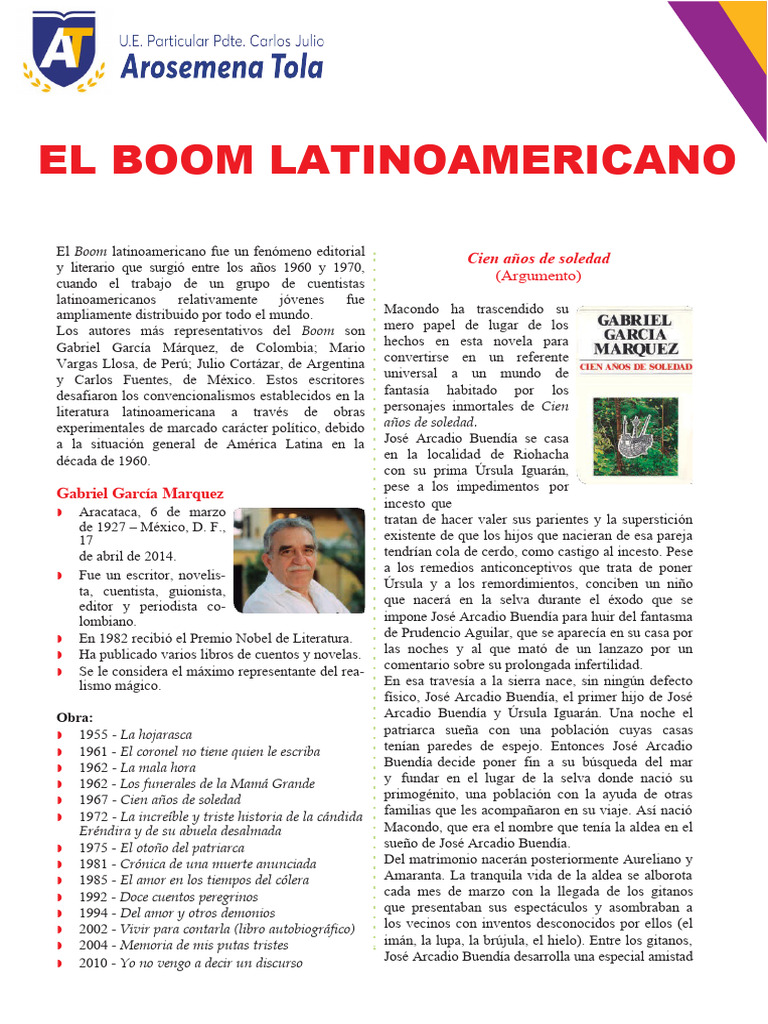 Boom Latinoamericano y García Márquez | PDF | Gabriel García Márquez