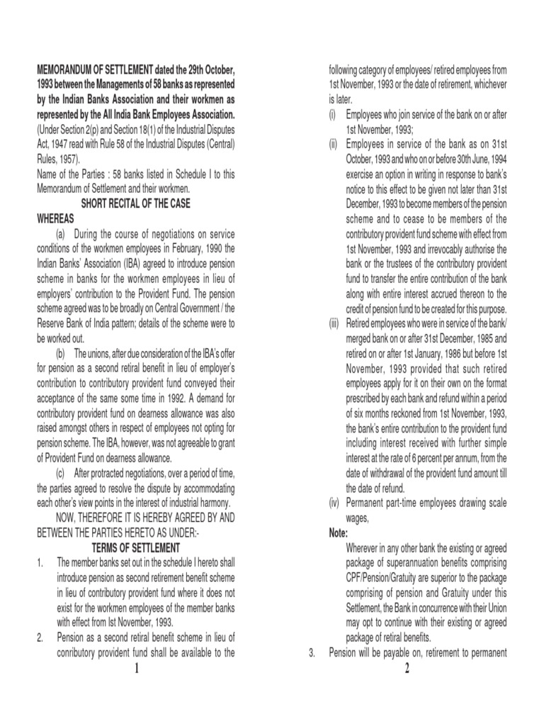 Pension Settlement | PDF | Pension | Employment