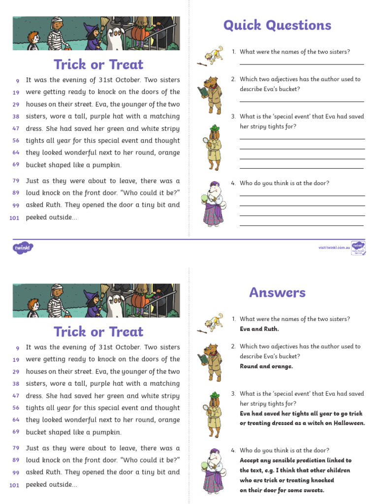 Trick or Treat Activity Card | PDF | Trick Or Treating