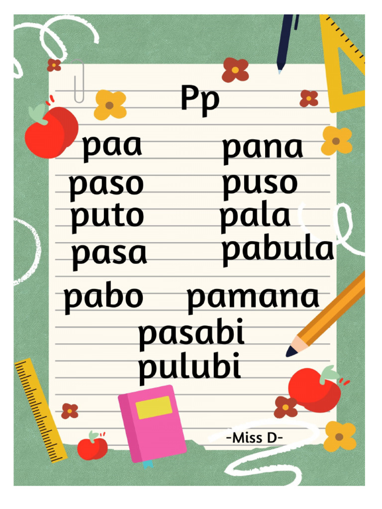 Mga Salitang Nagsisimula Sa Letrang PP | PDF