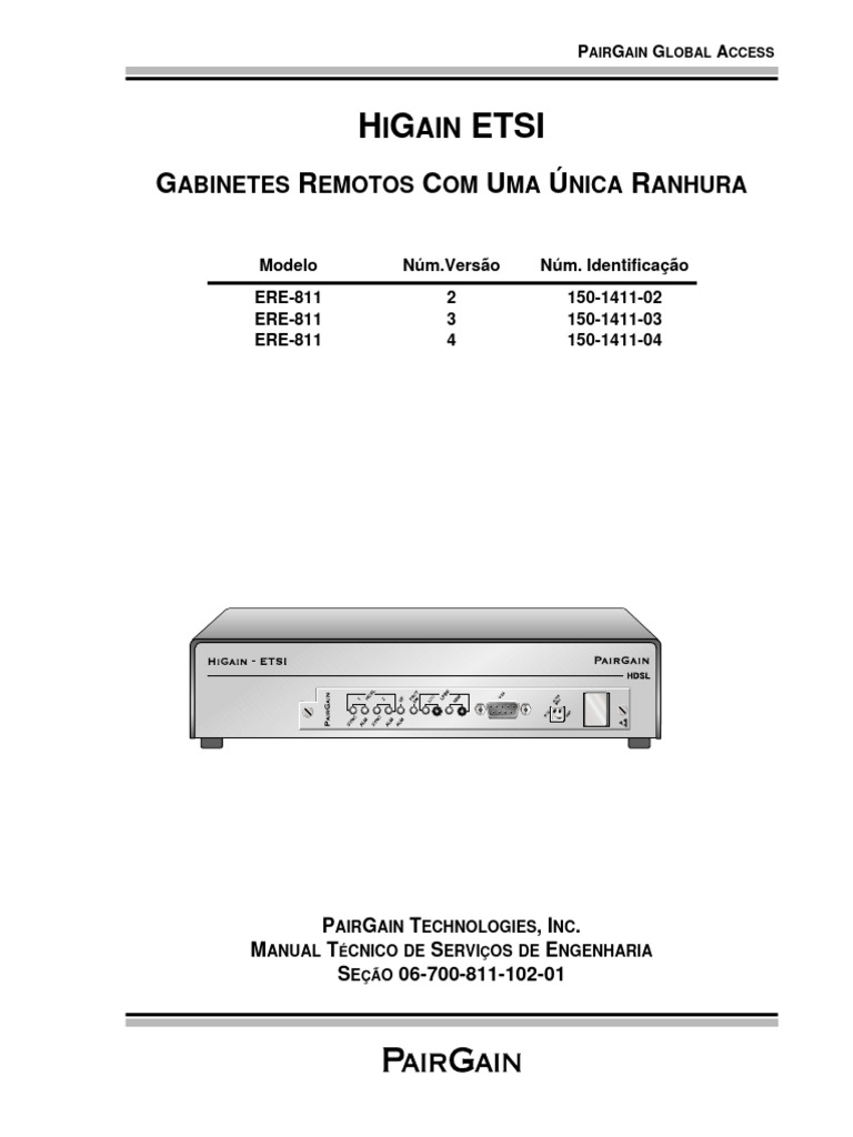 Manual Modem HDSL Pairgain | PDF | Casa e Jardim | Computadores