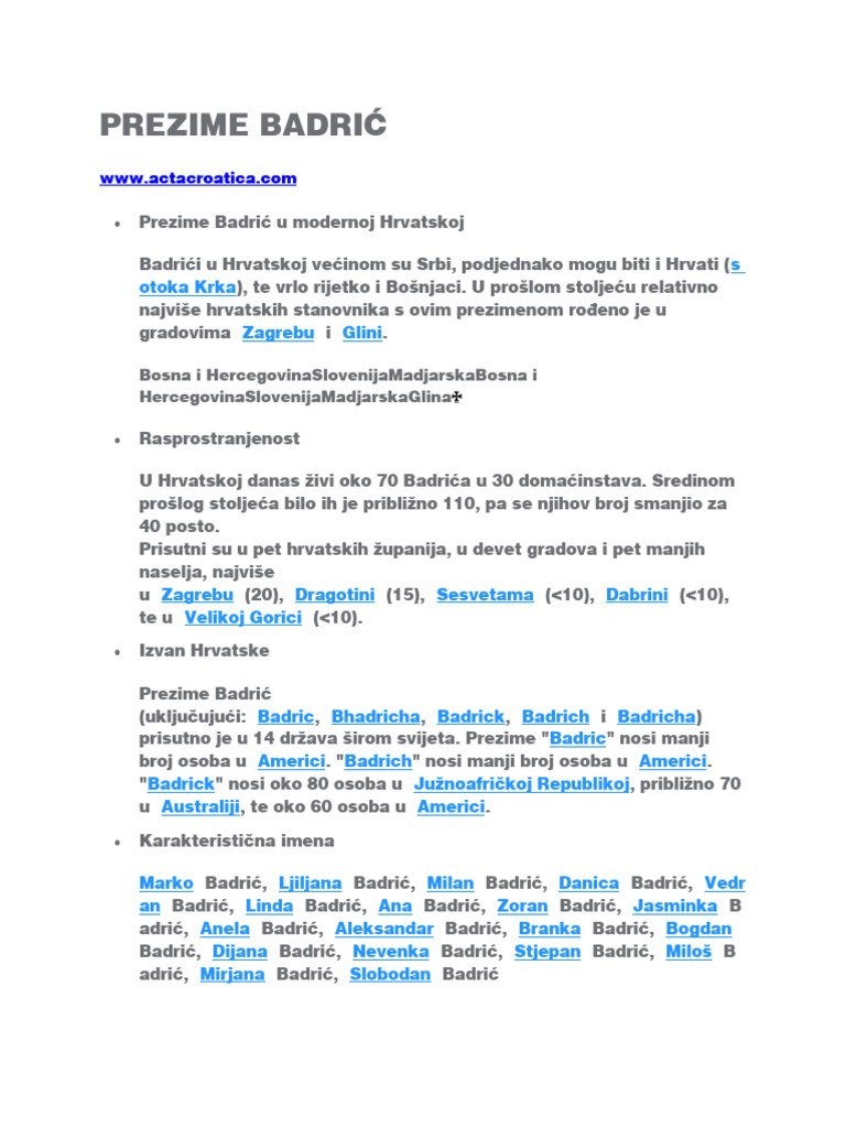 Prezime Badrić | PDF