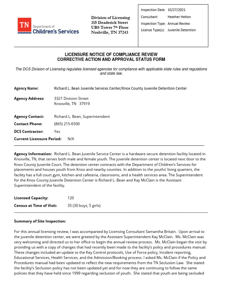 Notice of Compliance Review | Download Free PDF | Prison | Physical ...