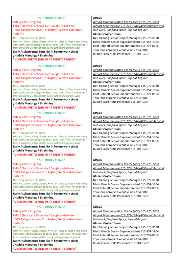 Sub Contractor EAP Cards | PDF | Personal Protective Equipment | Labor ...