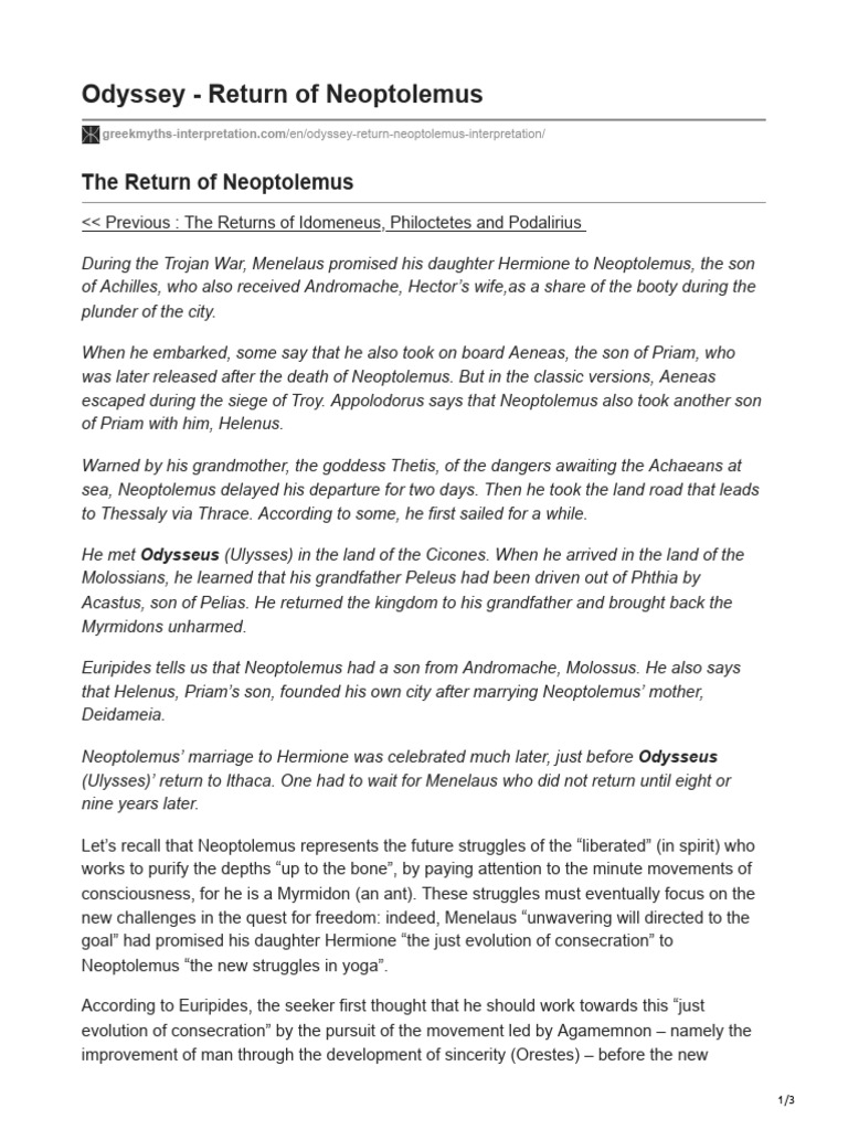 Odyssey - Return of Neoptolemus | PDF | Philosophy